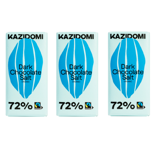 Dark Chocolate 72% Salt Fair Trade Pack Organic 3 x 85g | -25% on Kazidomi