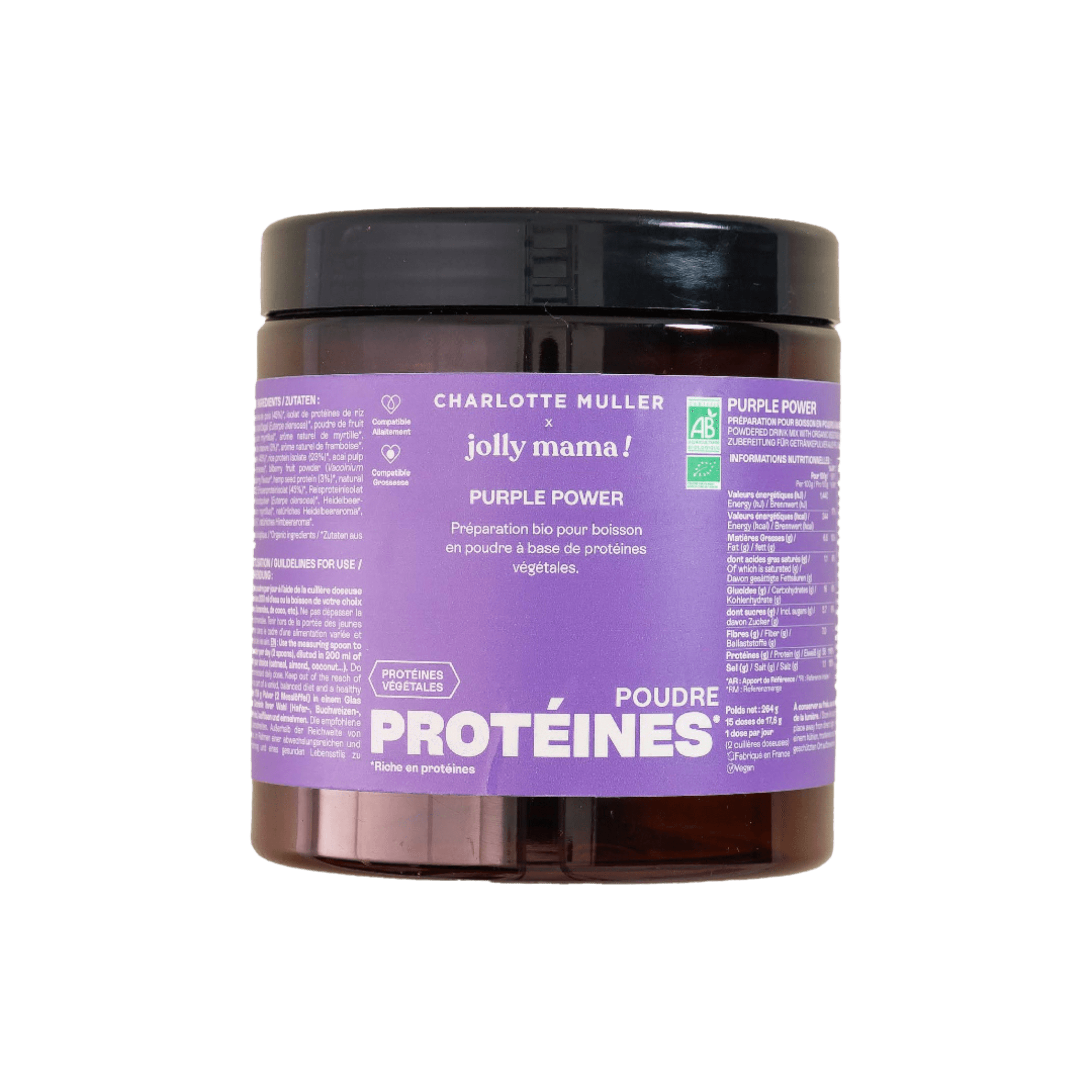 Poudre protéinée femme enceinte allaitante açai (58g protéine/100g) Bio ...