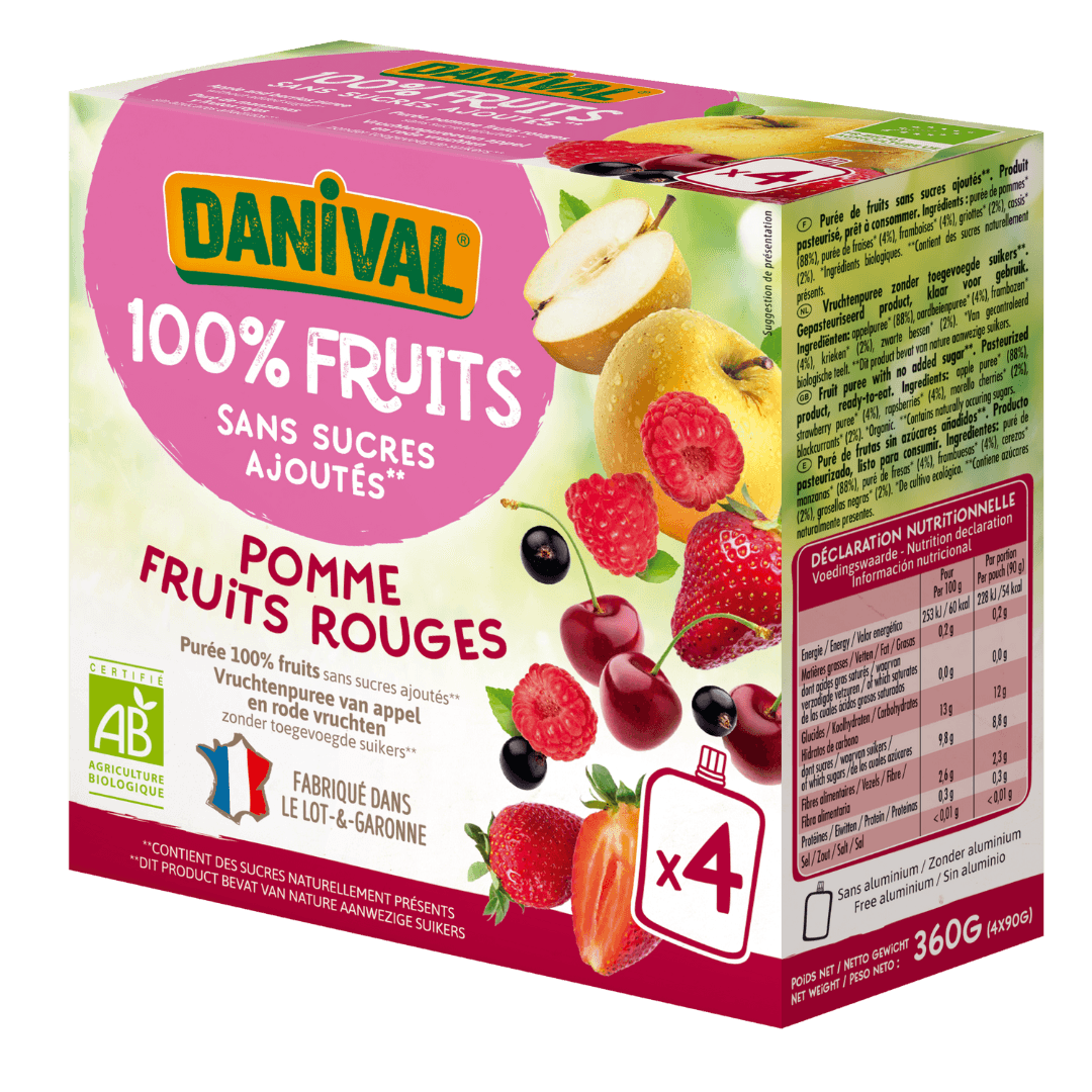 Poki Compote Pomme & Fruits Rouges Enfants Bio 4 x 90g Danival | -15% ...
