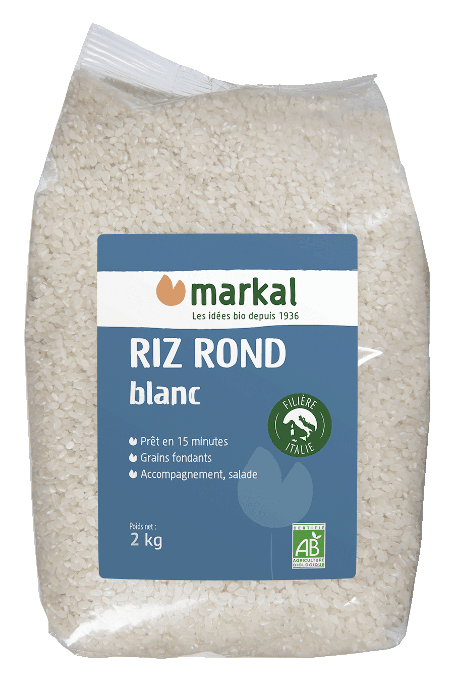 Riz Rond Blanc Bio 2Kg Markal | -15% sur Kazidomi
