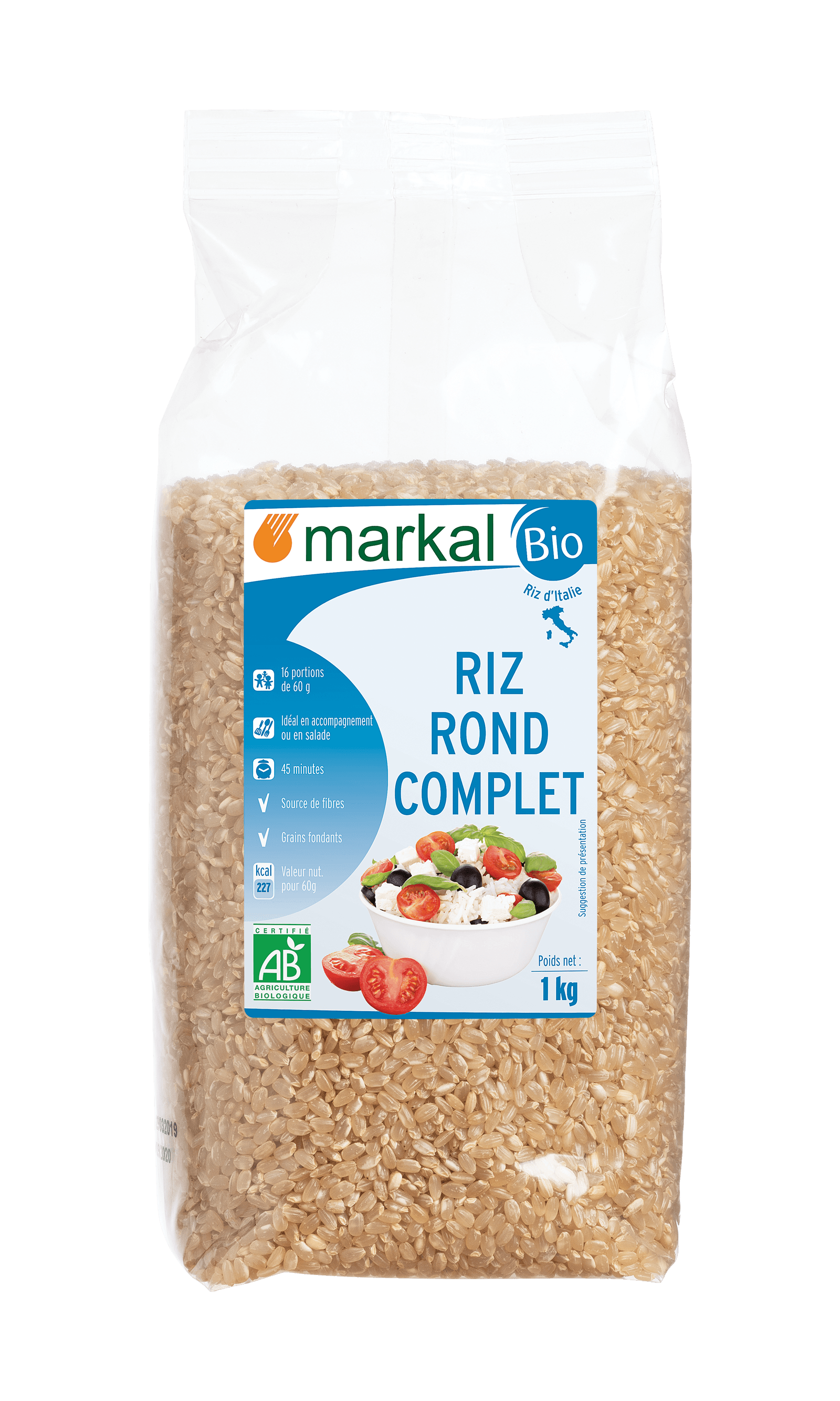 Riz Rond Complet Bio 1Kg Markal | -15% sur Kazidomi