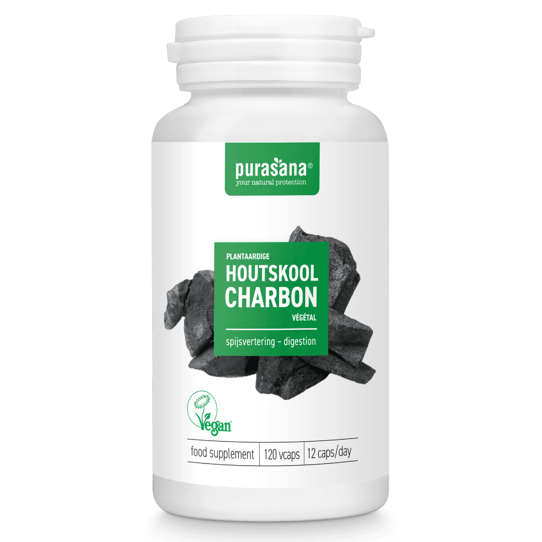 Charbon végétal actif 120 gelules Purasana | -15% sur Kazidomi