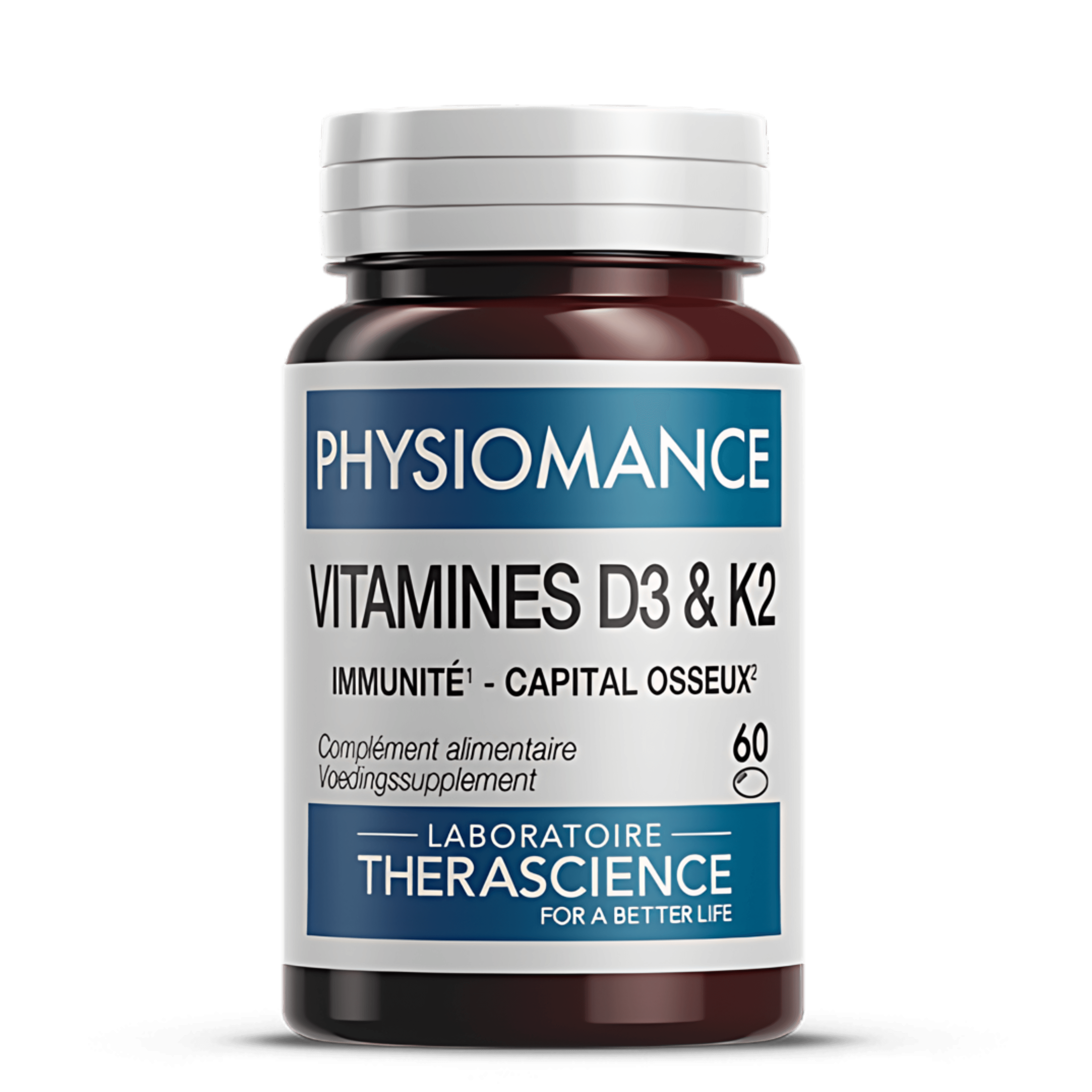Physiomance Vitamine D3 & K2 60 capsules Therascience | -22% op Kazidomi