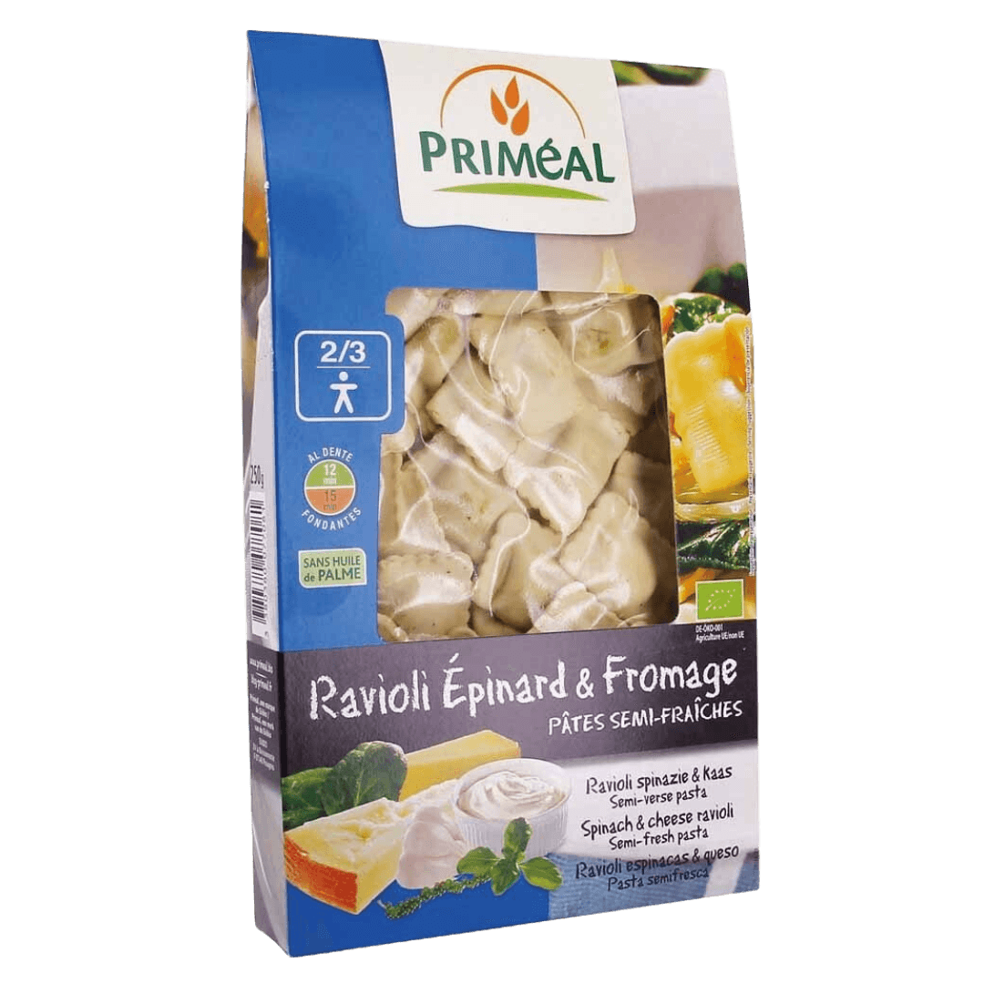 Spinach Cheese Ravioli Organic 250g Priméal | -15% on Kazidomi