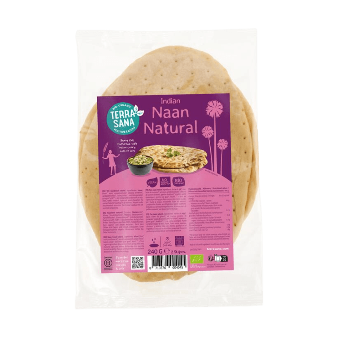 Natural Naan Bread Organic 240g TerraSana | -15% on Kazidomi