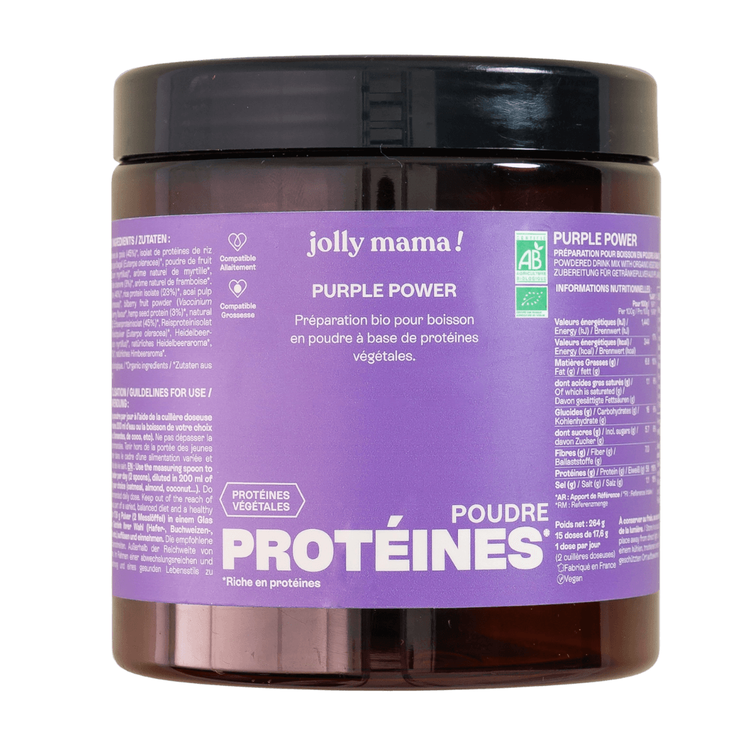 Poudre protéinée femme enceinte allaitante açai (58g protéine/100g) Bio ...