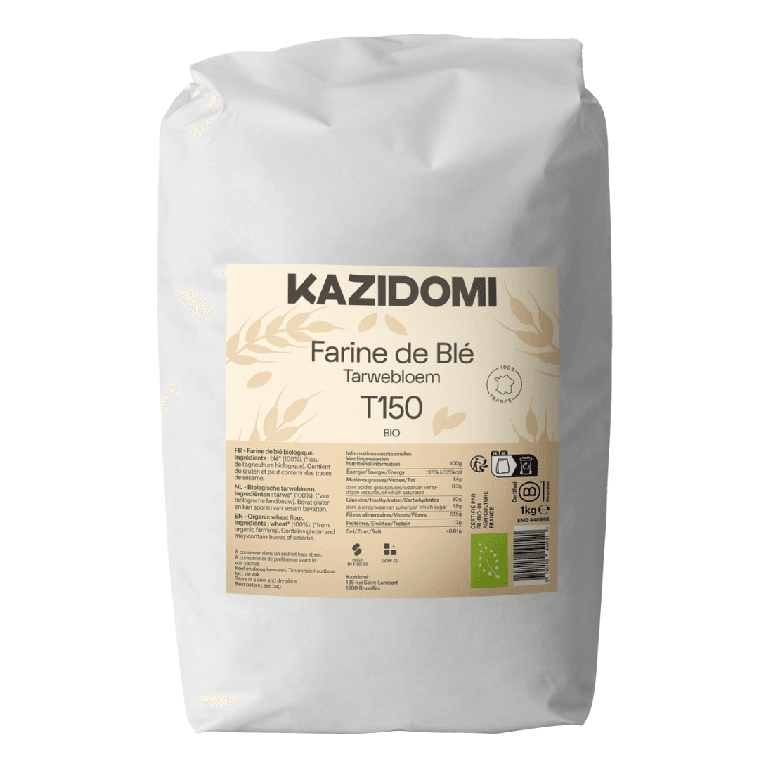 Whole Wheat Flour T150 Organic 1Kg | -25% on Kazidomi