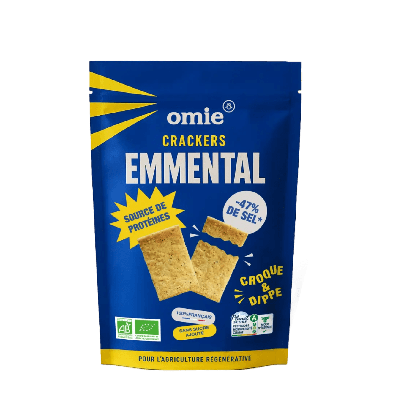 Crackers à l'emmental Bio 100g Omie | -15% sur Kazidomi