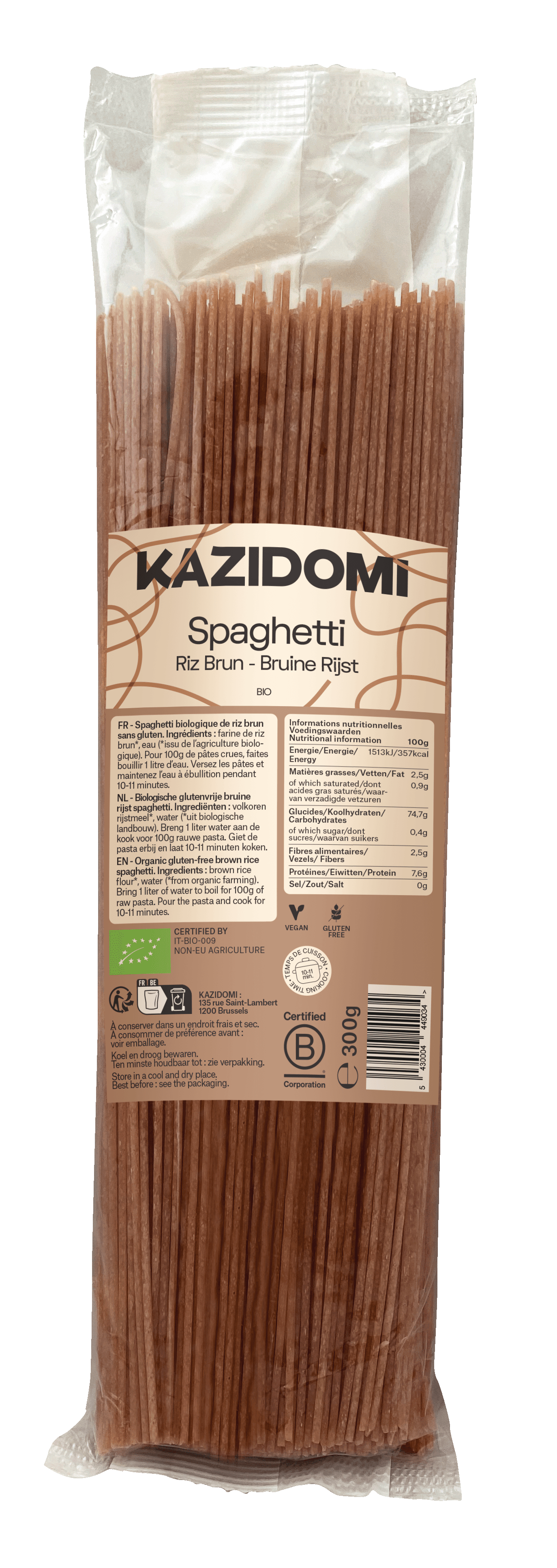 Organic brown rice spaghetti Organic Organic 300g | -25% on Kazidomi